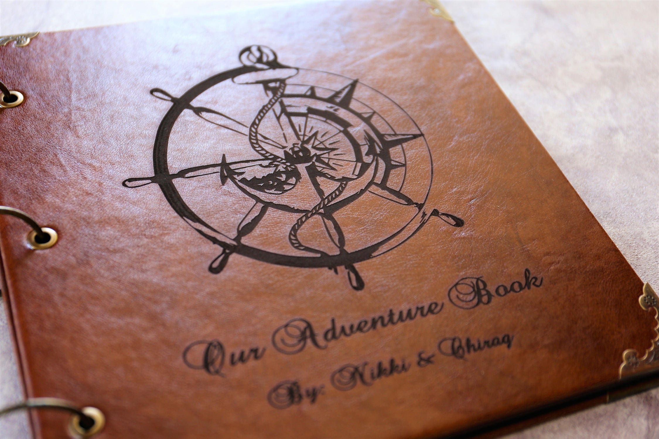 10x10 Inches Leather Compass Photo Compass Album /our | Etsy