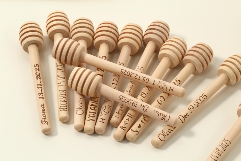 Personalized Wooden Honey Dippers, Custom Engraved Dippers, Wedding ...