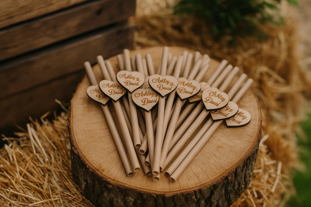 Personalized Wedding Straw With Name Tags, Custom Drinking Straw ...