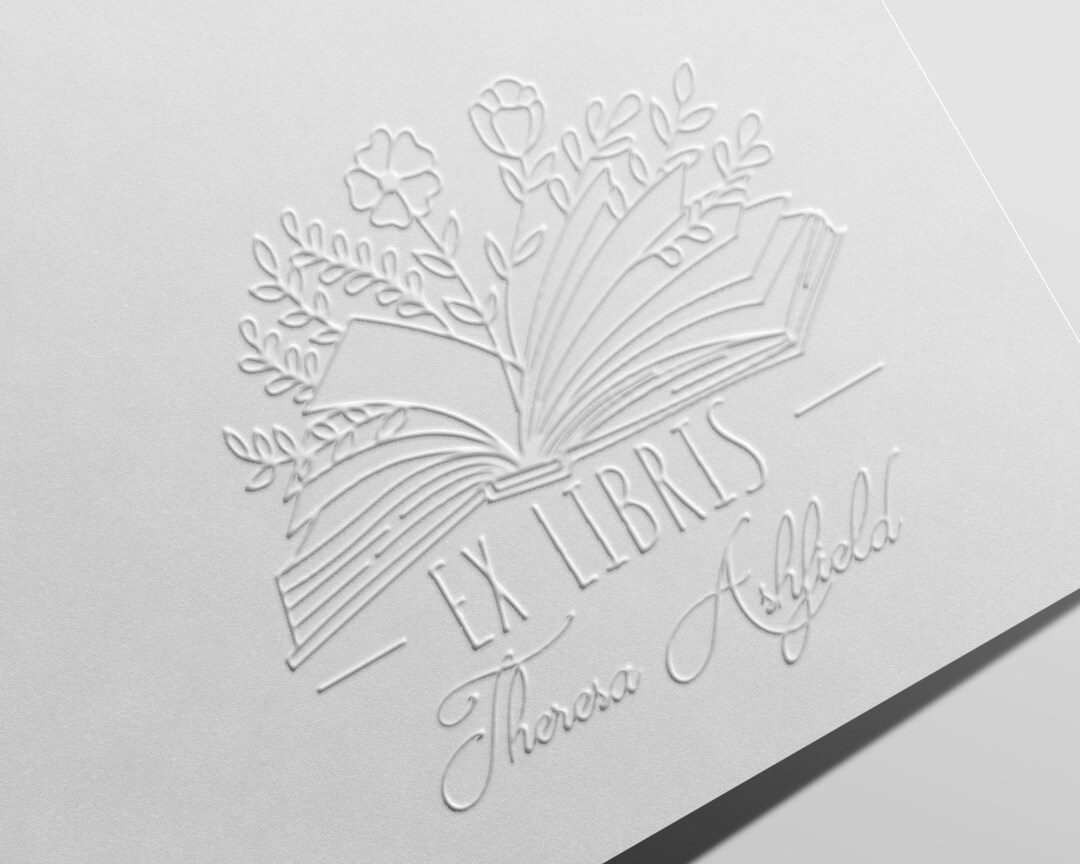 Flora Library Stamp, Custom Library Embosser, Personalized Book Seal ...