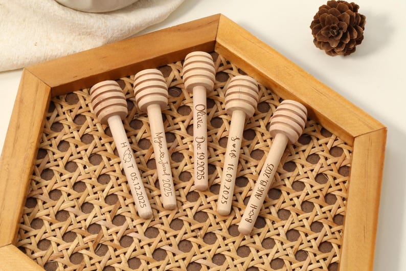 Custom Engraved Honey Dippers, Personalized Wooden Dippers, Wedding ...