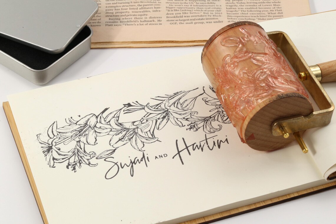 Custom Rolling Rubber Stamp, Personalized Business Logo Stamp, Hand ...