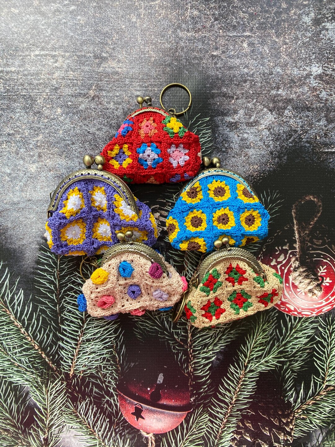 Mini Key Chain / Charm ; Crochet Granny Square - Etsy