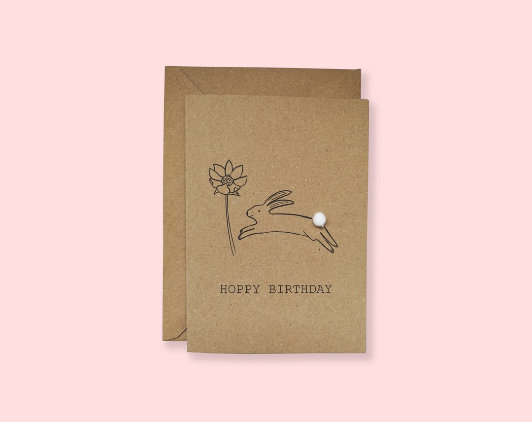 Rabbit 'hoppy Birthday' Pun Card - Etsy