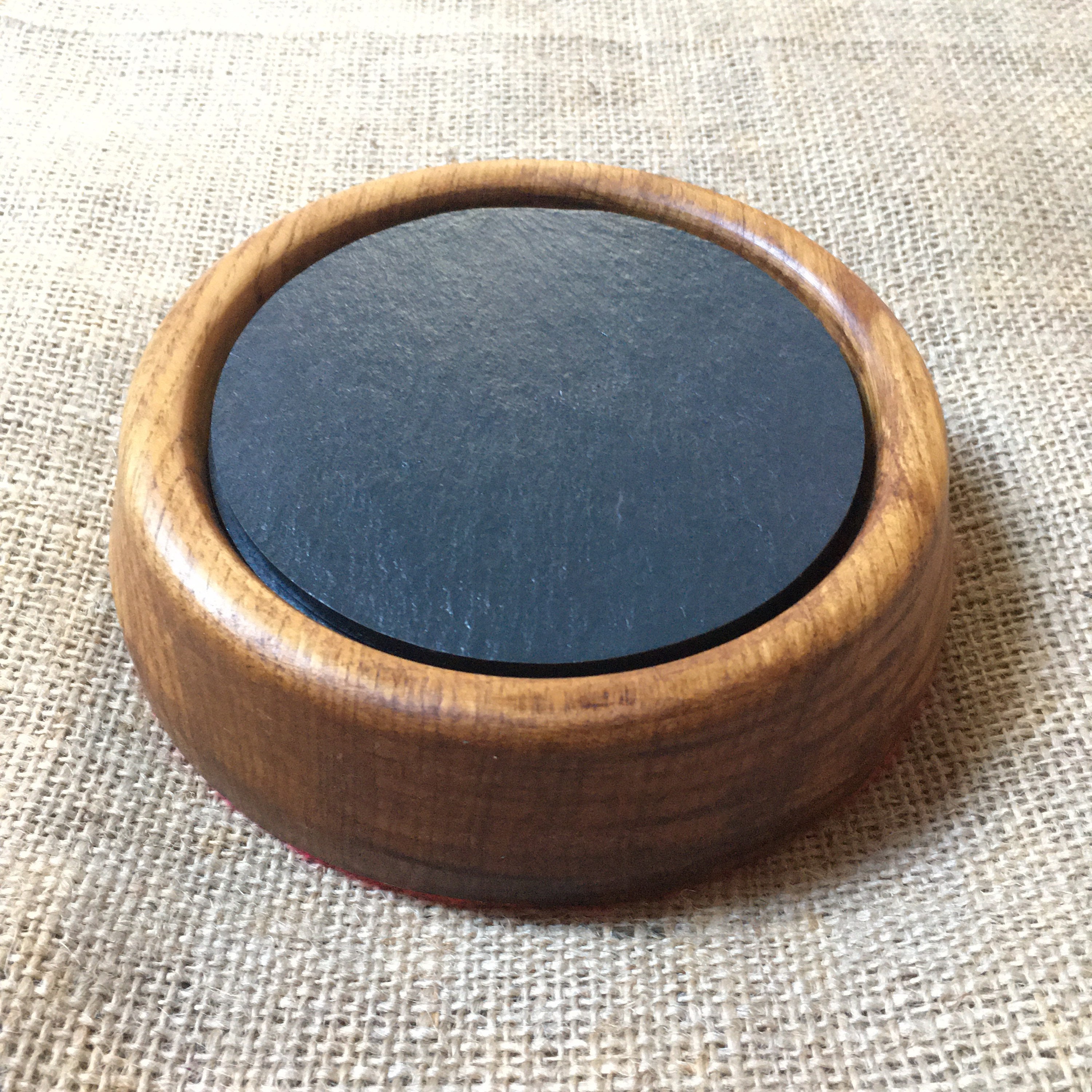 Welsh Slate Coasters in Holder Hardwood Surround Handmade - Etsy