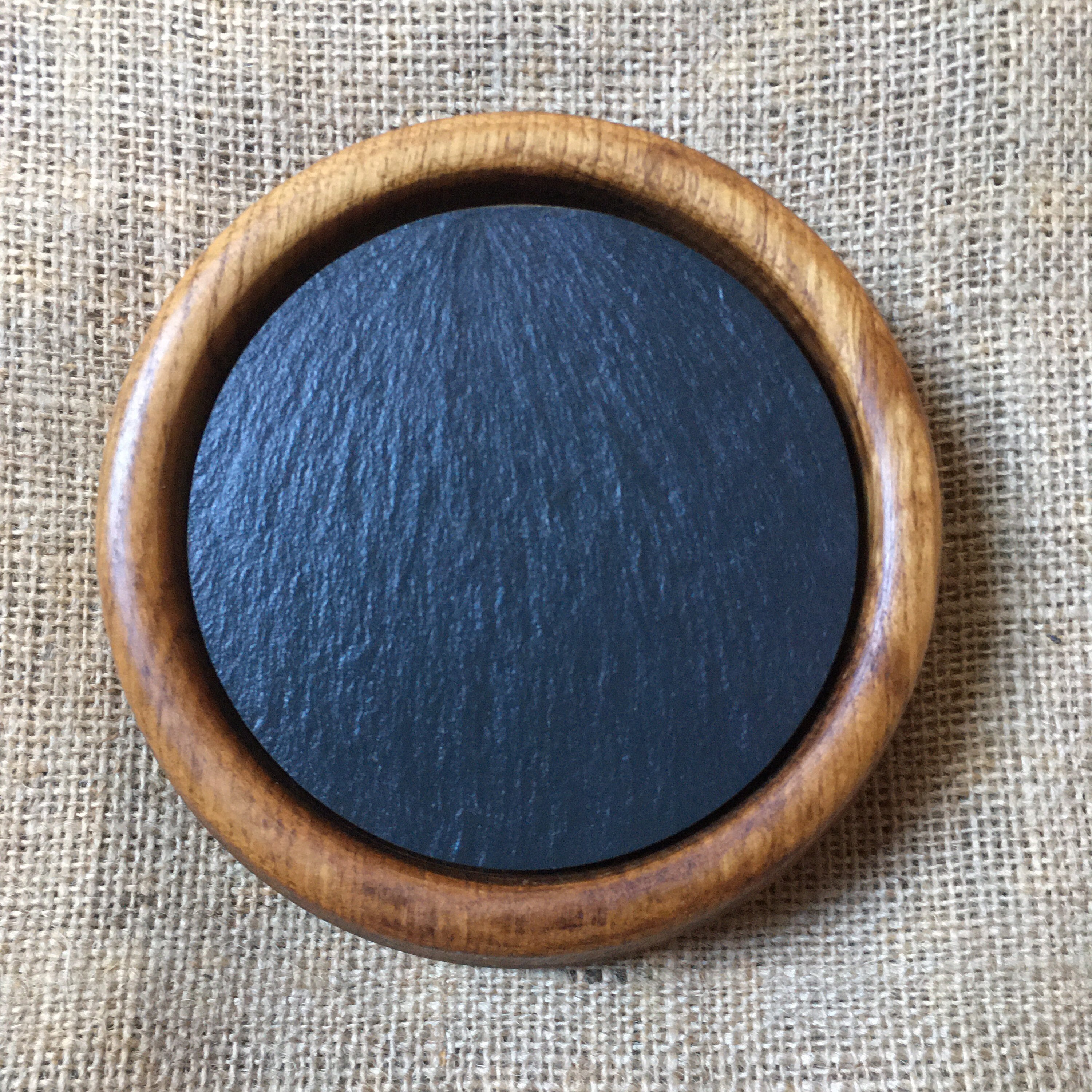 Welsh Slate Coasters in Holder Hardwood Surround Handmade - Etsy