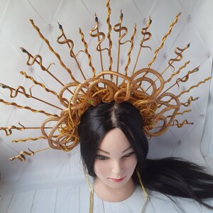 Medusa Headpiece Snake Goddess Crown Gold Halo Crown Medusa Cosplay ...