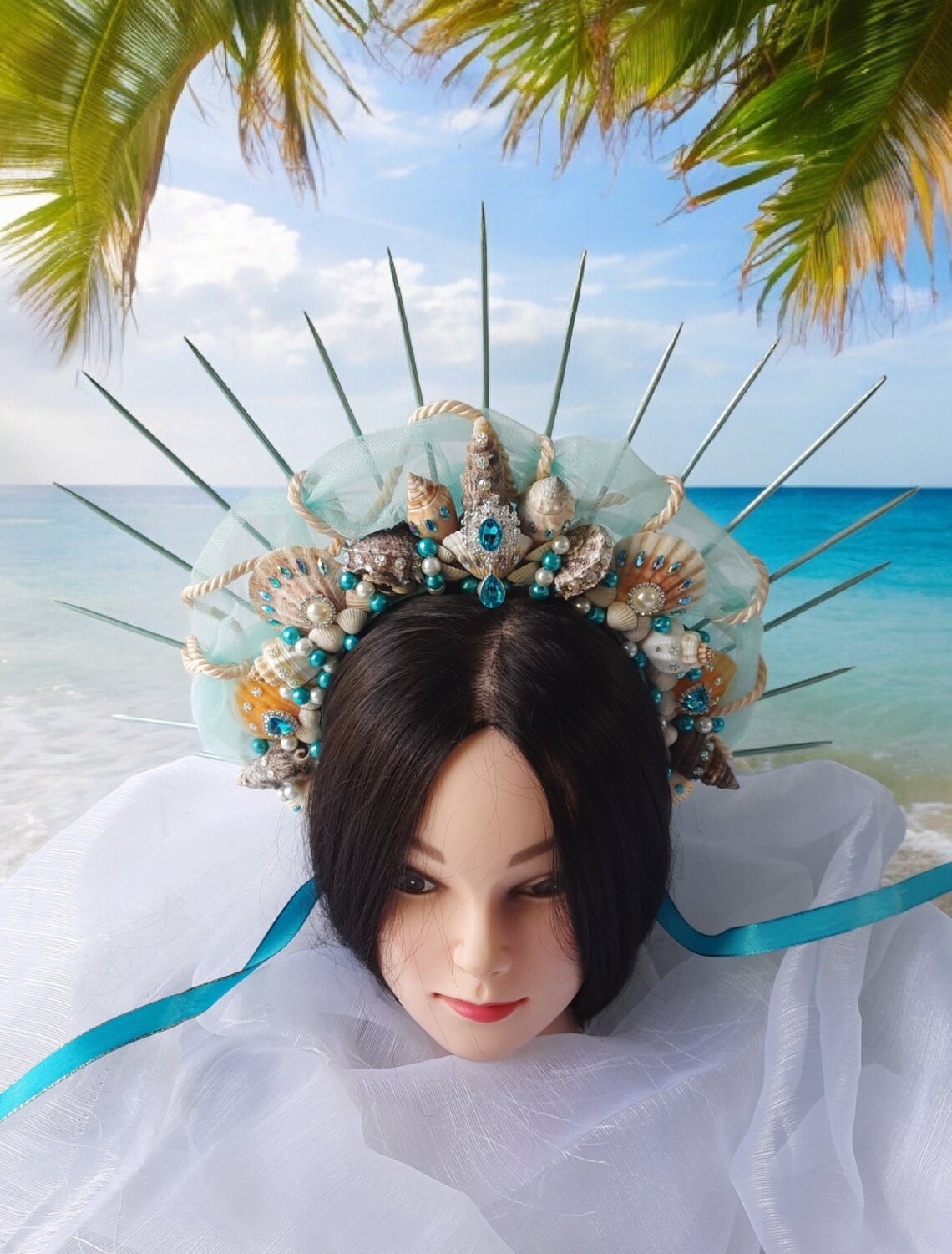 Seashell Mermaid Crown for Adult Siren Headpiece Sea Queen Halo Crown ...