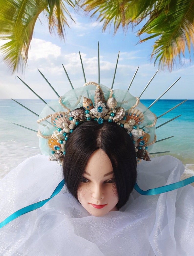 Seashell Mermaid Crown for Adult Siren Headpiece Sea Queen Halo Crown ...