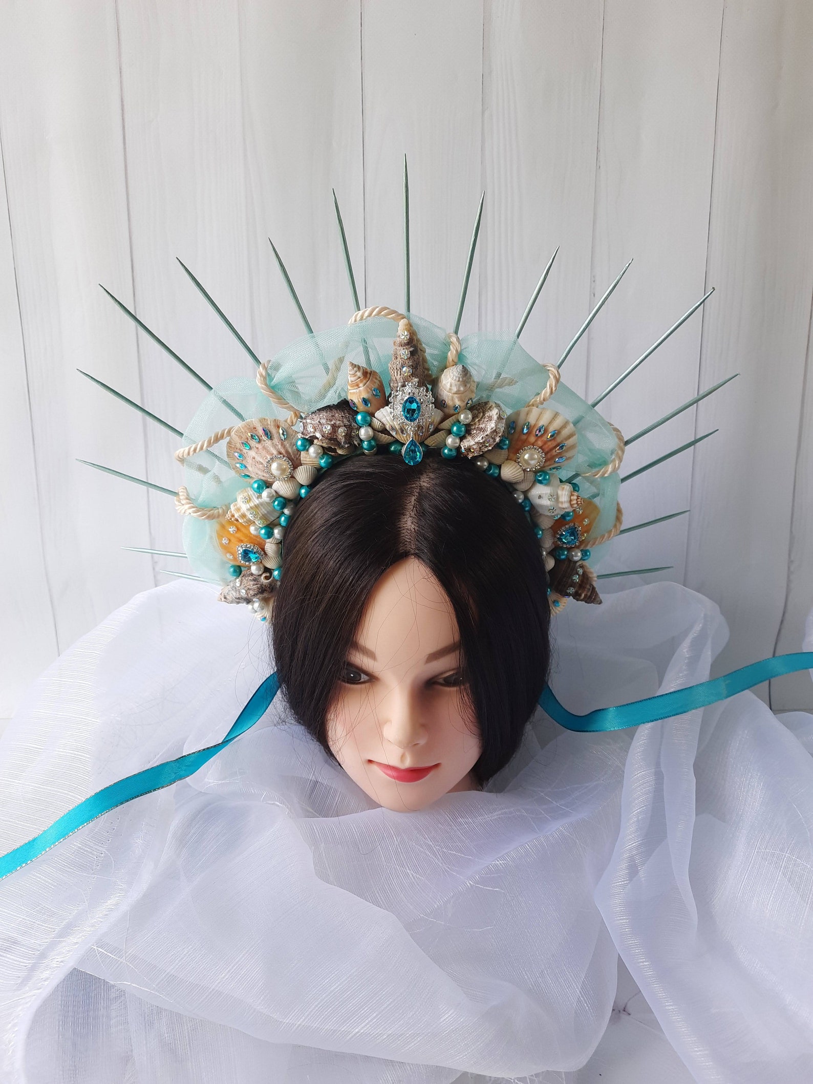 Seashell Mermaid Crown for Adult Siren Headpiece Sea Queen Halo Crown ...