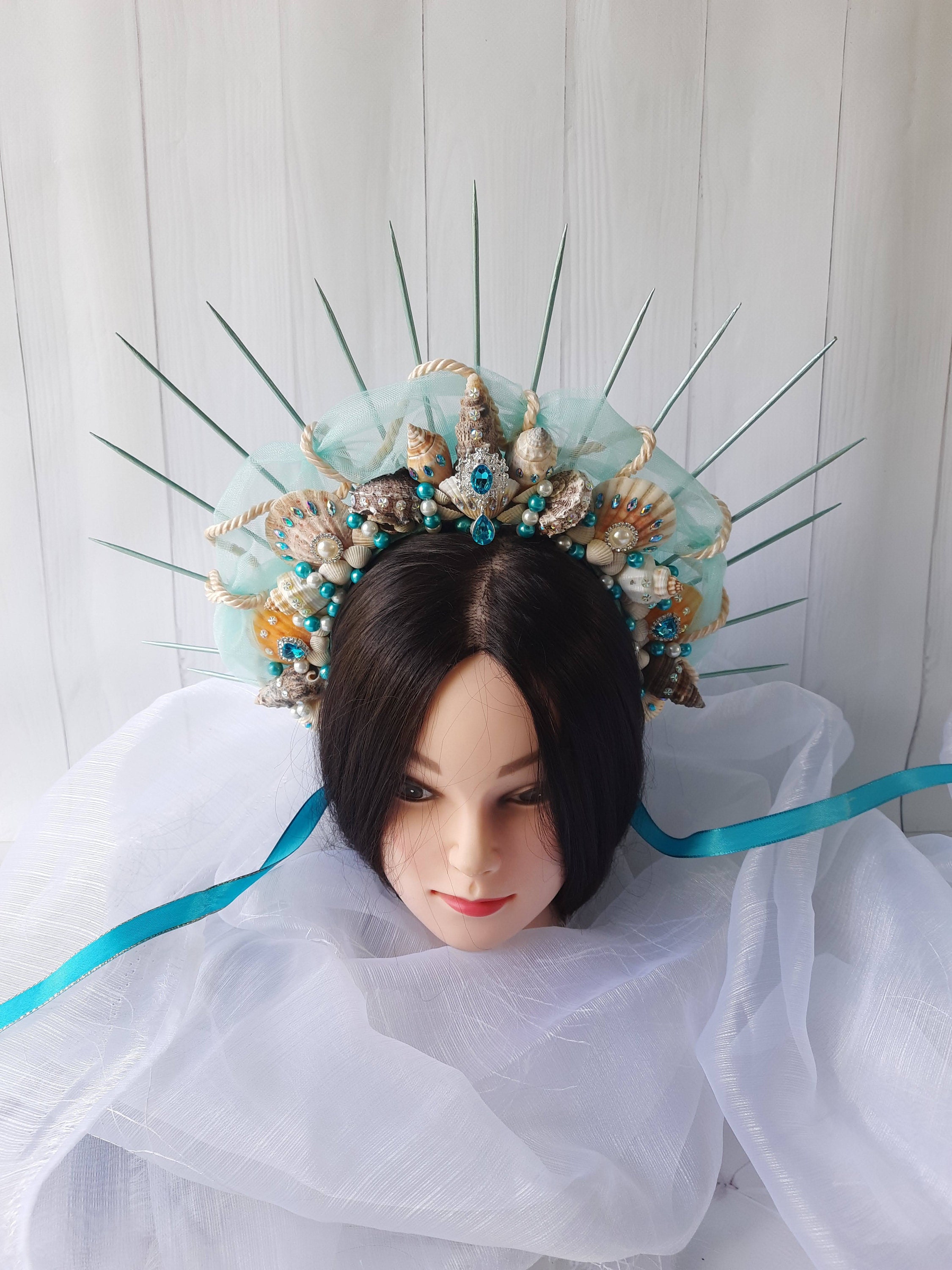 Seashell Mermaid Crown for Adult Siren Headpiece Sea Queen Halo Crown ...
