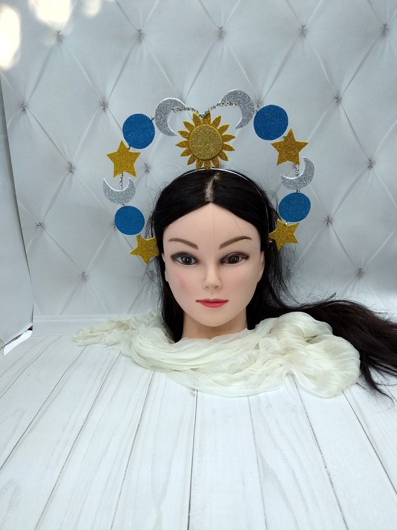 Celestial Crown Star Headpiece Space Headband Sun Moon Galaxy Head ...