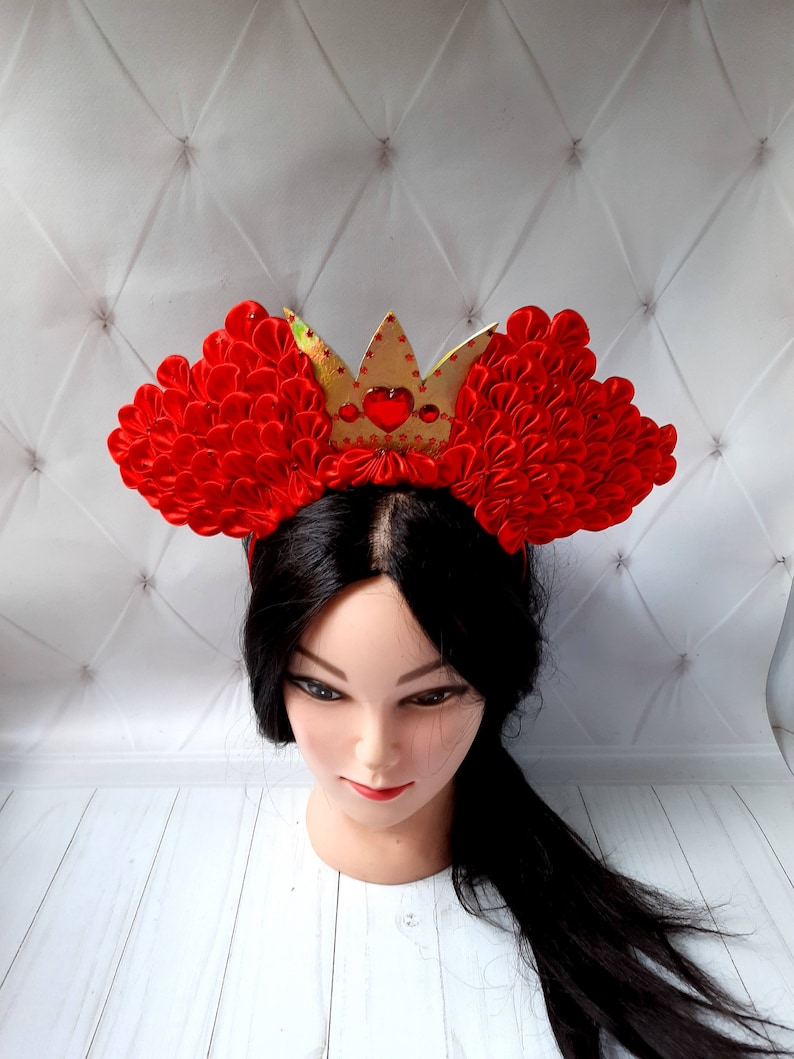Queen of Hearts Headpiece Cosplay Alice in Wonderland Crown Halloween ...