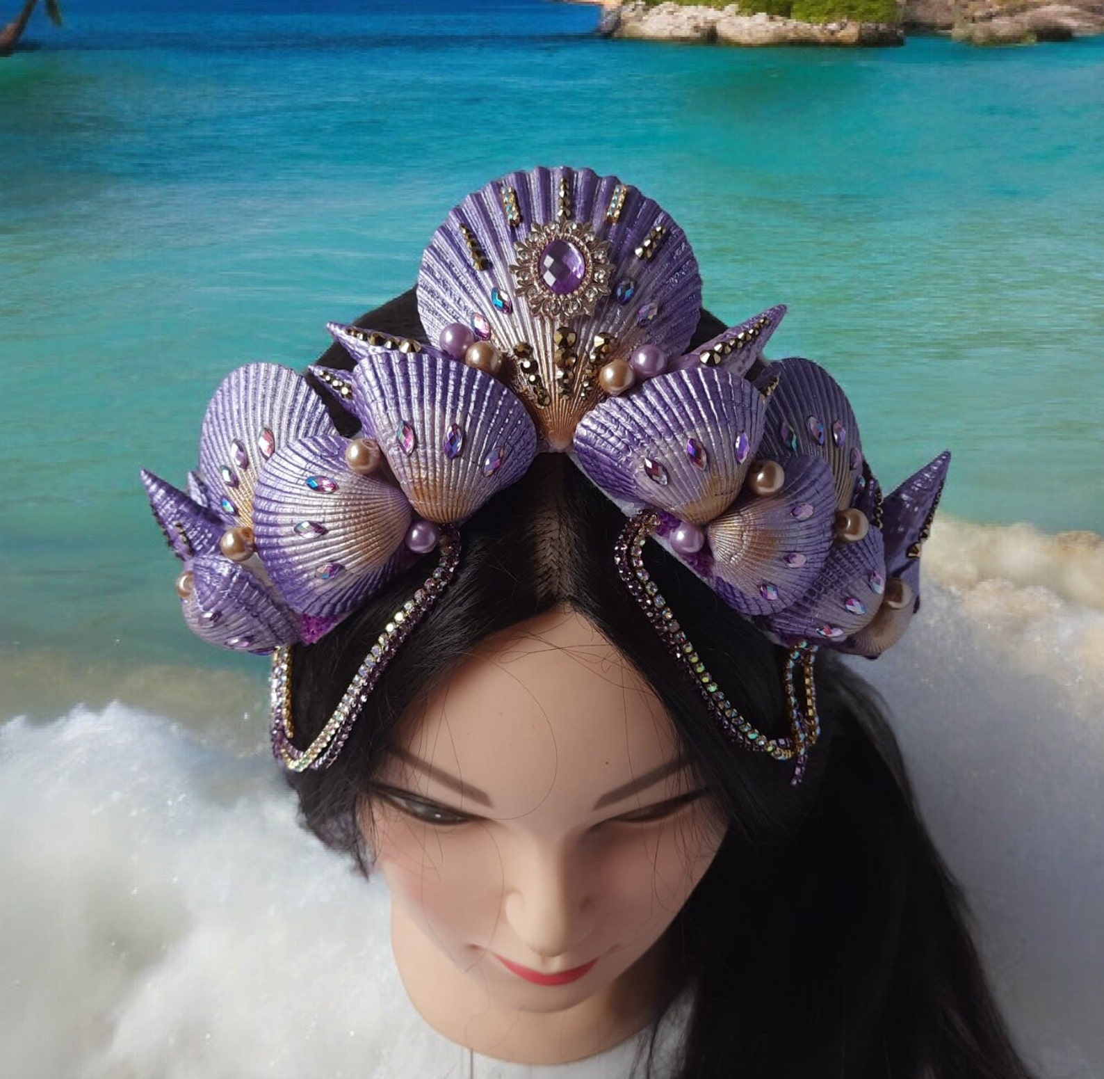 Mermaid Crown Lilac for Women Siren Cosplay Headpiece Seashell Sea ...