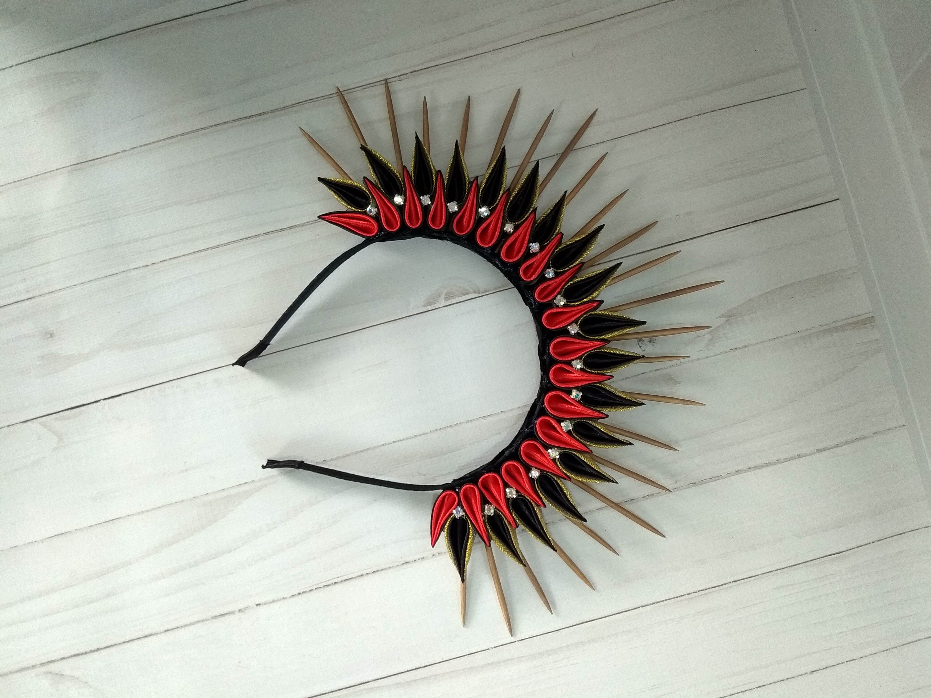 Gothic Crown Sunburst Black Red Goth Headband Vampire - Etsy