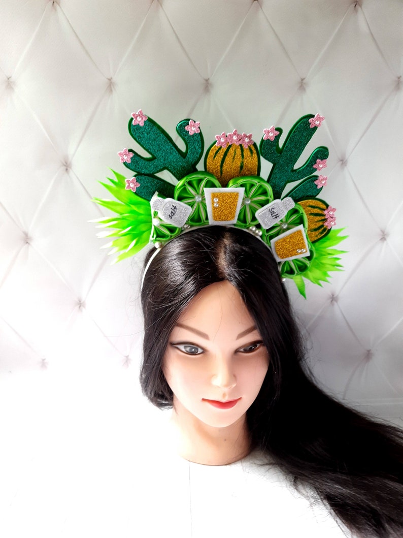 Fiesta Crown for Women Cactus Lime Headpiece Tequila Headband Adult ...