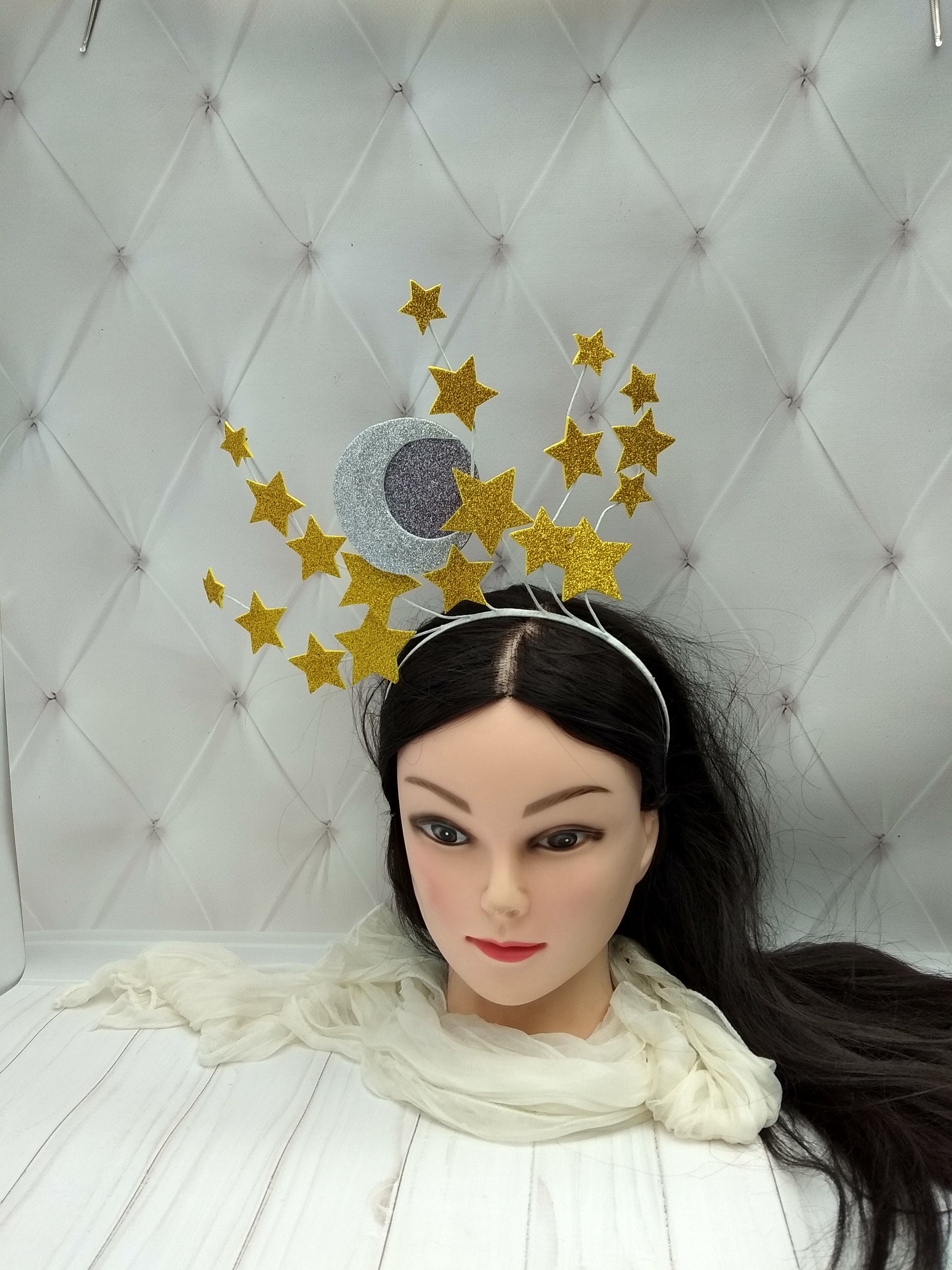 Moon Goddess Crown Fascinator Celestial Headpiece Galaxy - Etsy