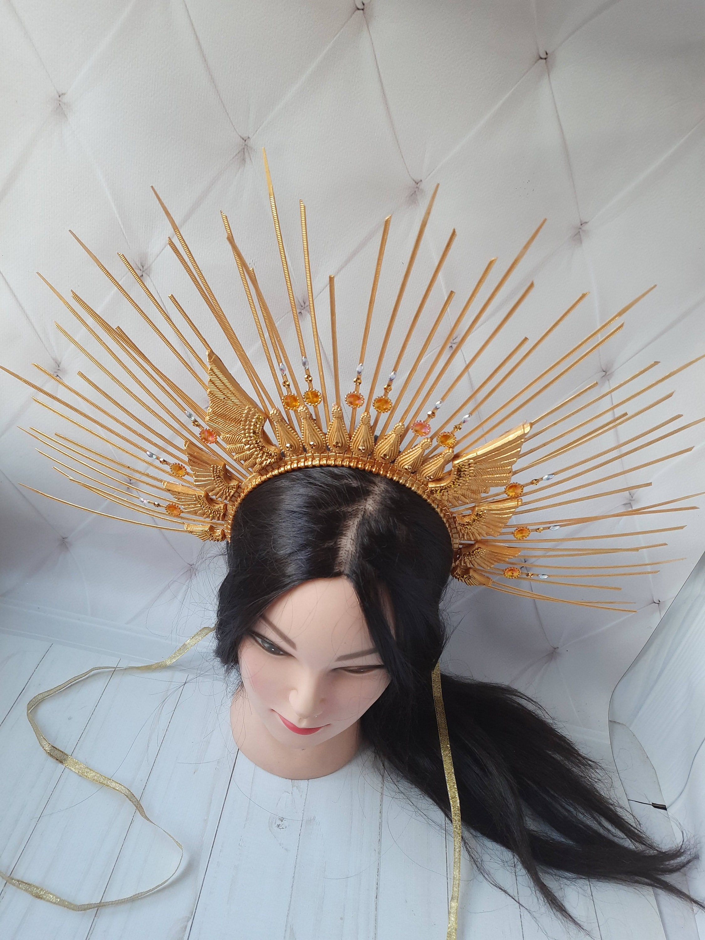 Angel Wings Headband Goddess Crown Gold Halo Crown Headpiece - Etsy