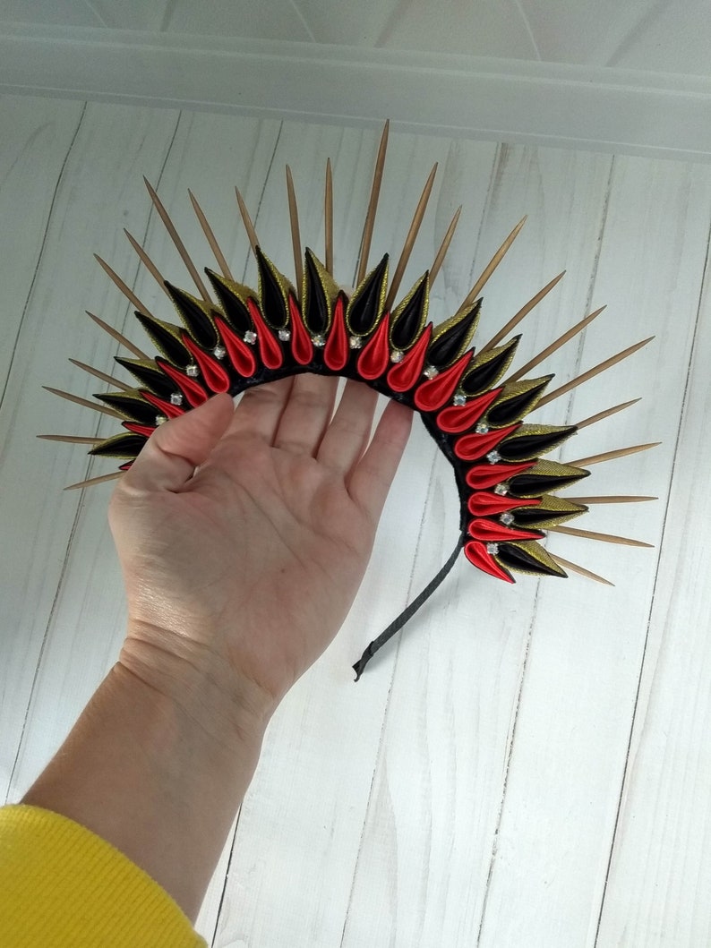 Gothic Crown Sunburst Black Red Goth Headband Vampire - Etsy
