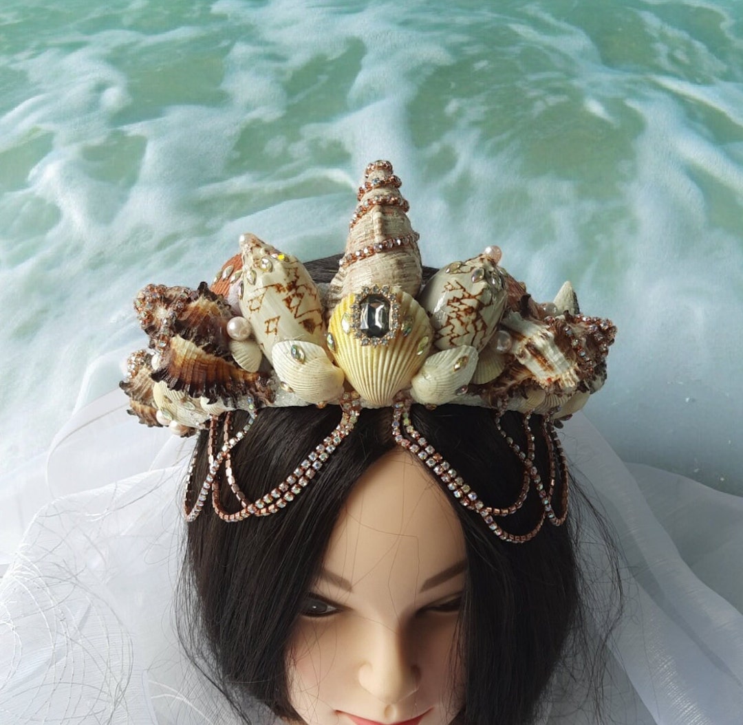 Seashell Mermaid Crown for Women Siren Headpiece Sea Queen Tiara for ...
