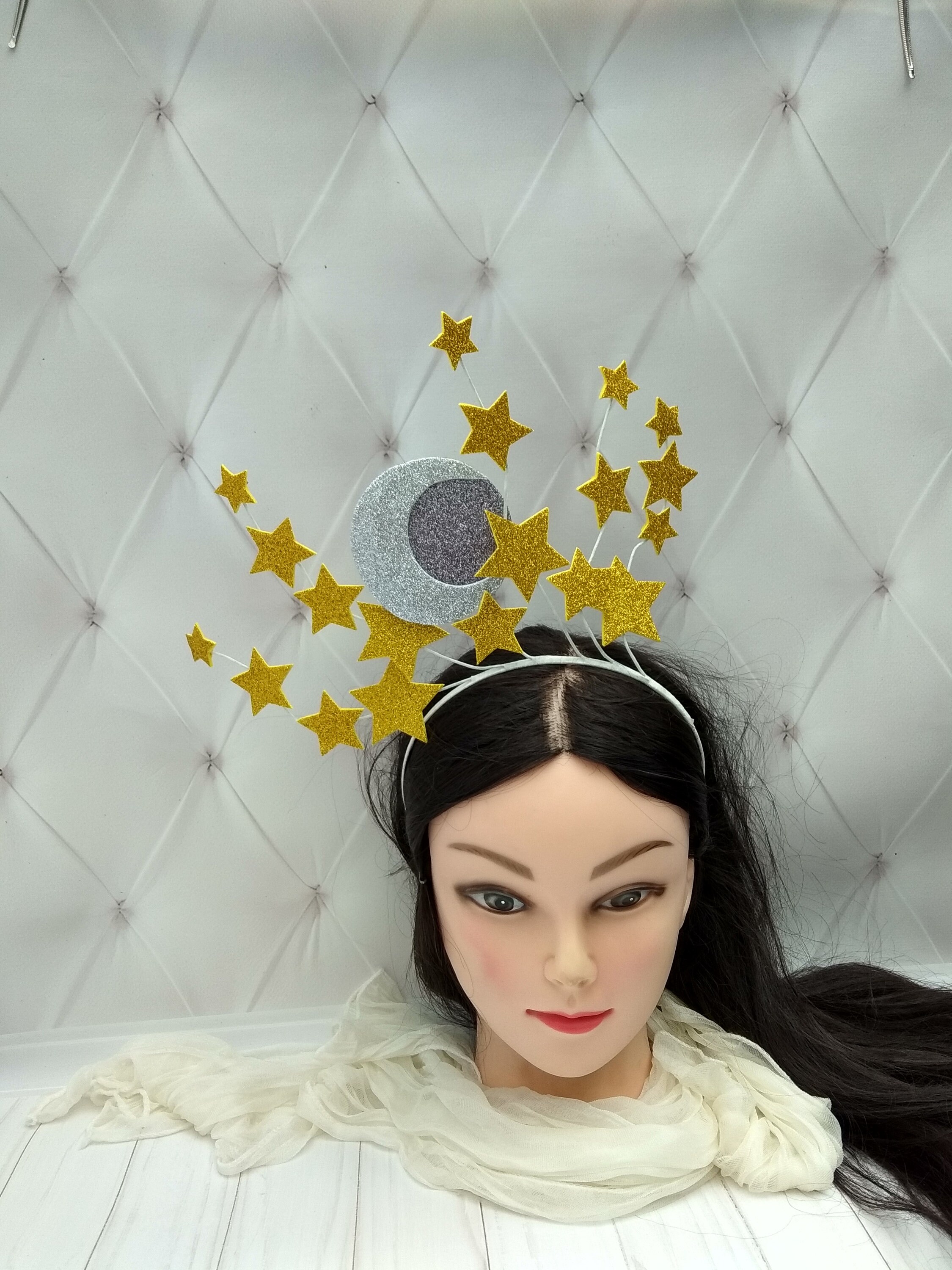 Moon Goddess Crown Fascinator Celestial Headpiece Galaxy - Etsy