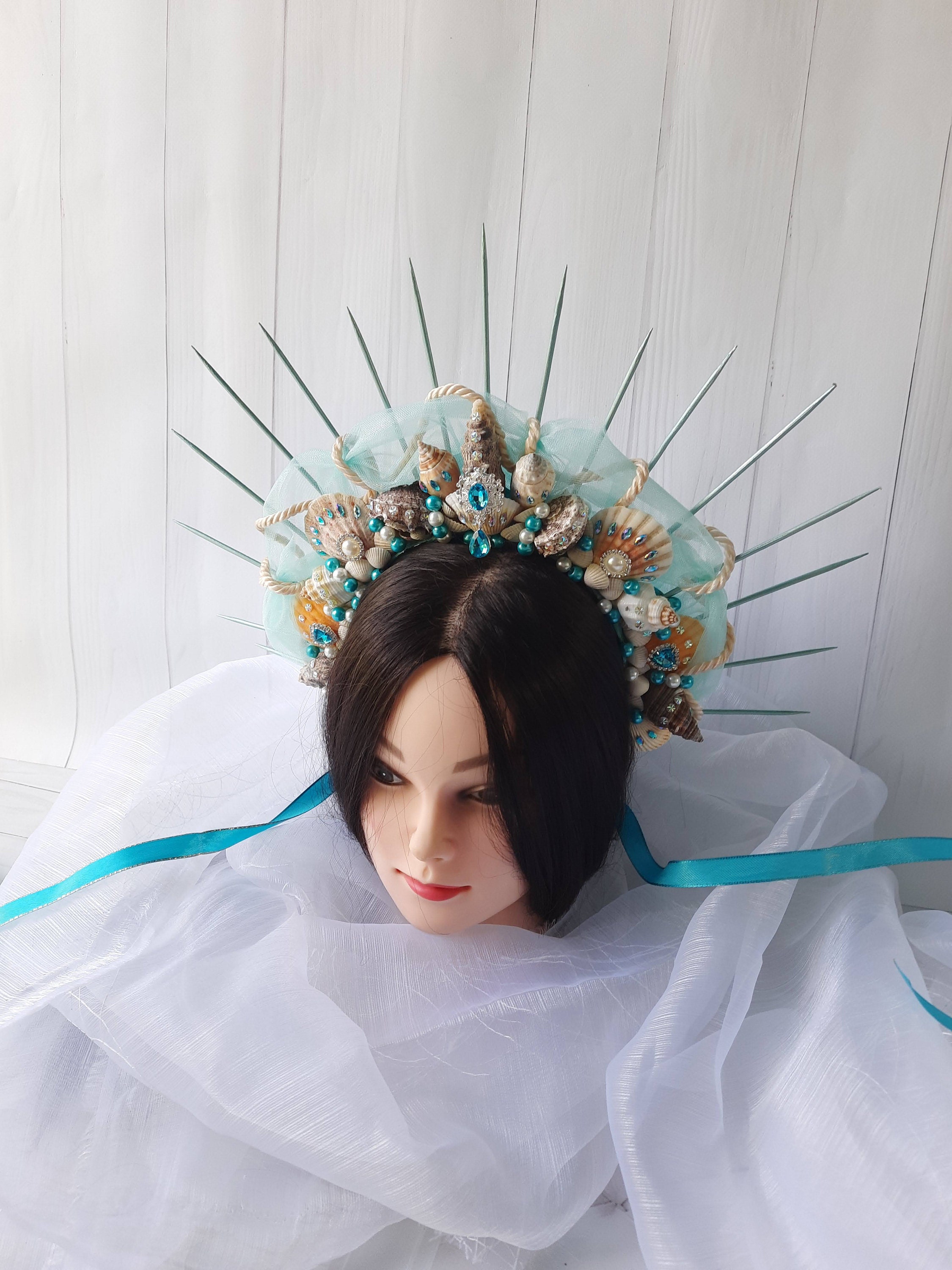 Seashell Mermaid Crown for Adult Siren Headpiece Sea Queen Halo Crown ...
