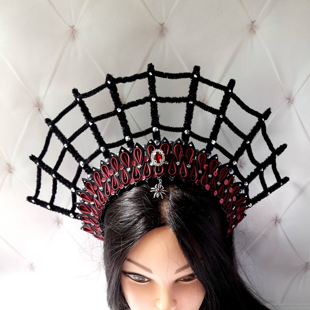 Spider Goth Crown for Women Black Burgundy Gothic Headpiece Vampire ...