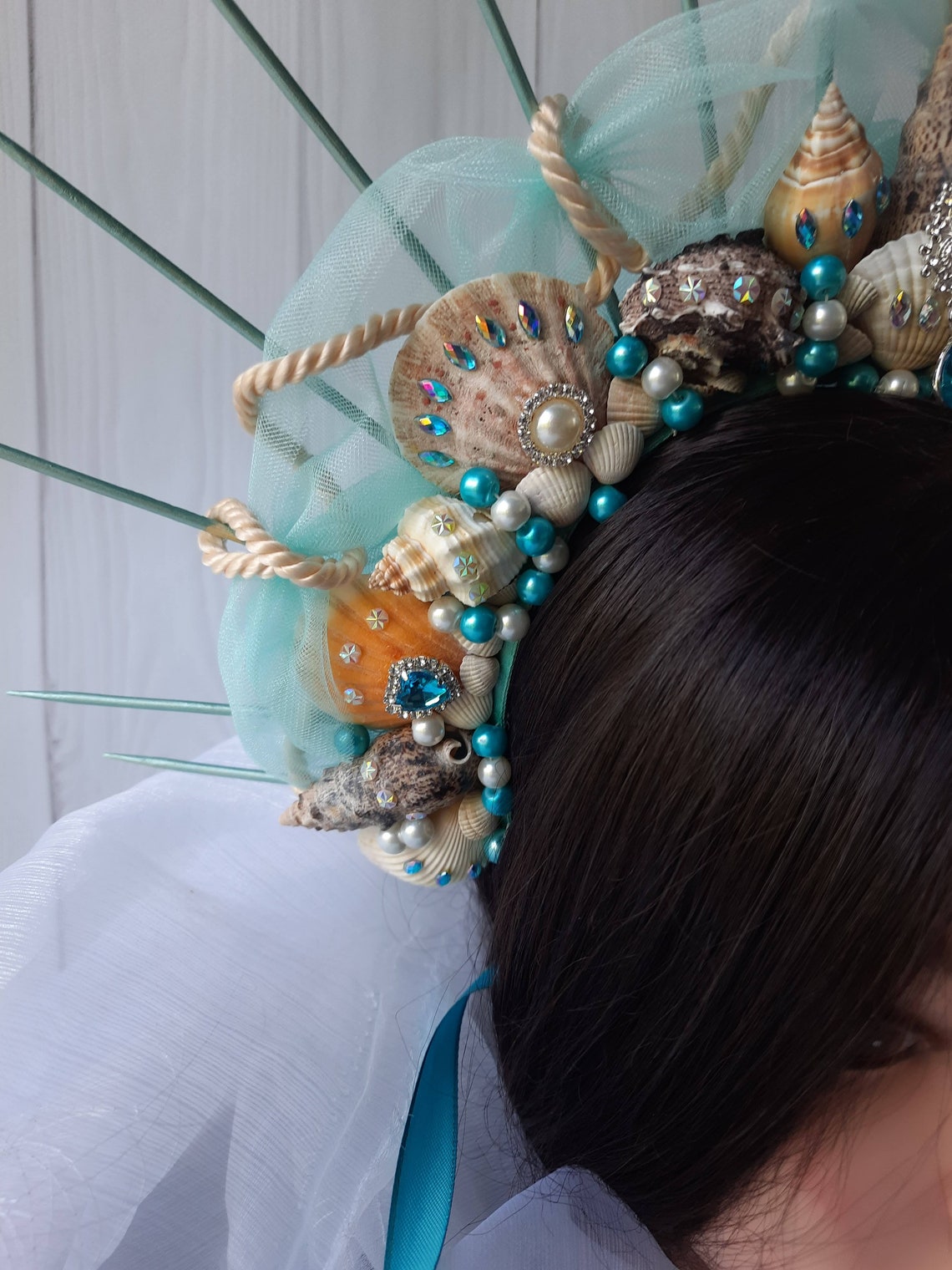 Seashell Mermaid Crown for Adult Siren Headpiece Sea Queen Halo Crown ...
