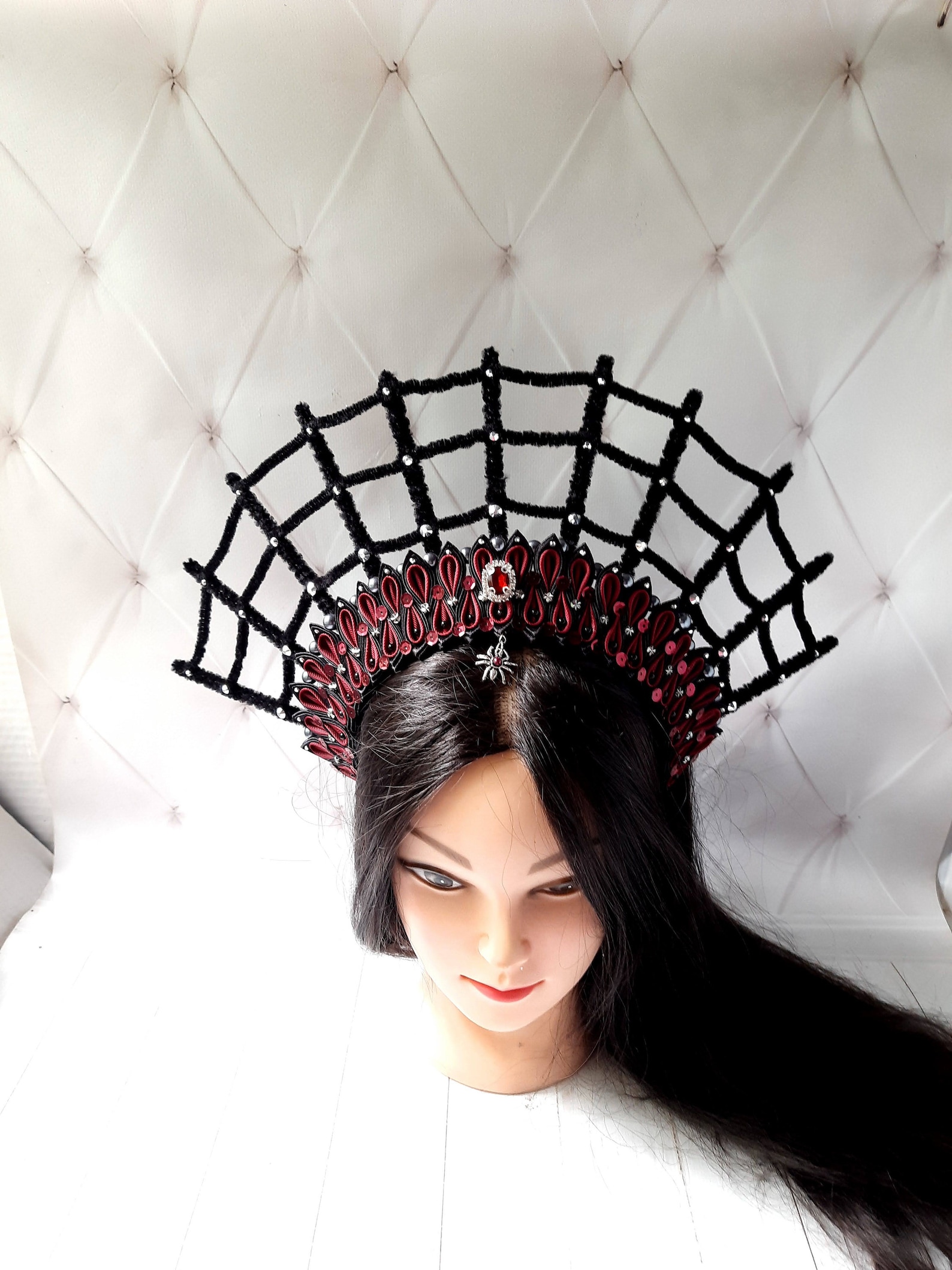 Spider Goth Crown for Women Black Burgundy Gothic Headpiece Vampire ...