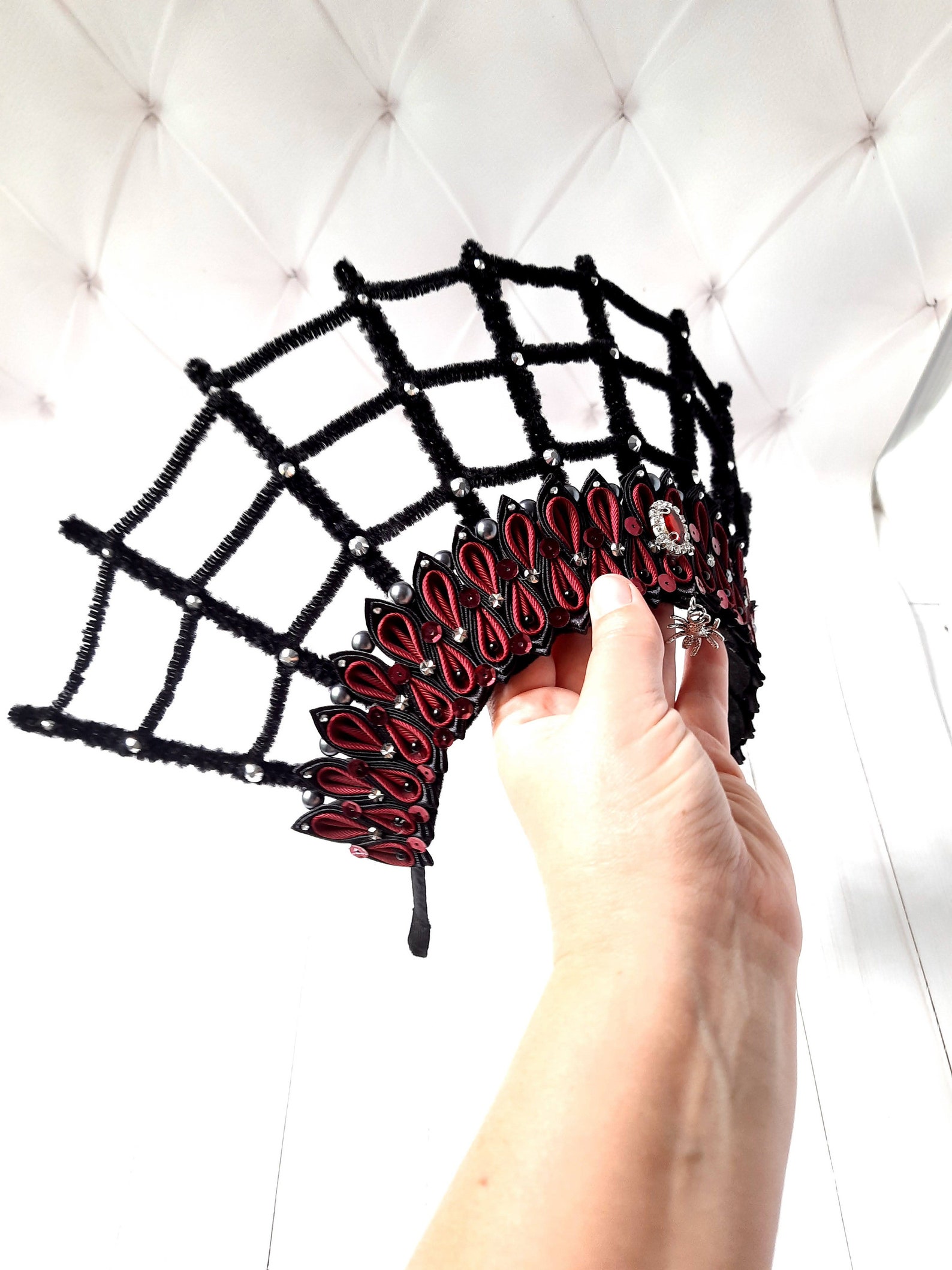 Spider Goth Crown for Women Black Burgundy Gothic Headpiece Vampire ...