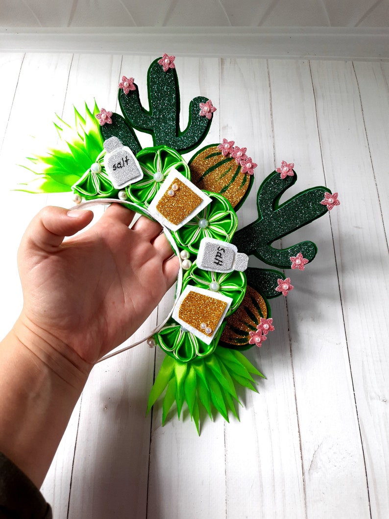 Fiesta Crown for Women Cactus Lime Headpiece Tequila Headband Adult ...