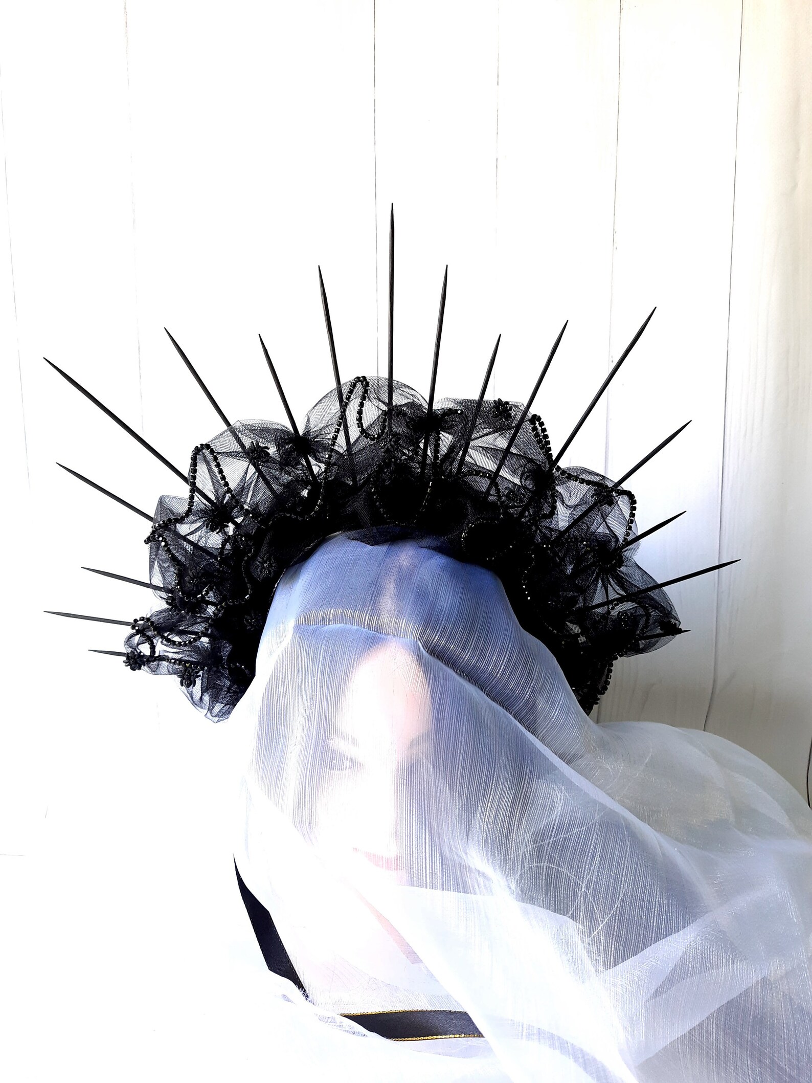 Black Gothic Halo Crown Spider Goth Headpiece Vampire Cosplay Headband ...