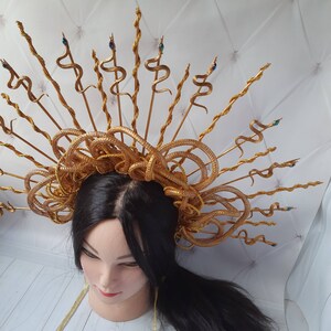 Medusa Headpiece Snake Goddess Crown Gold Halo Crown Medusa Cosplay ...
