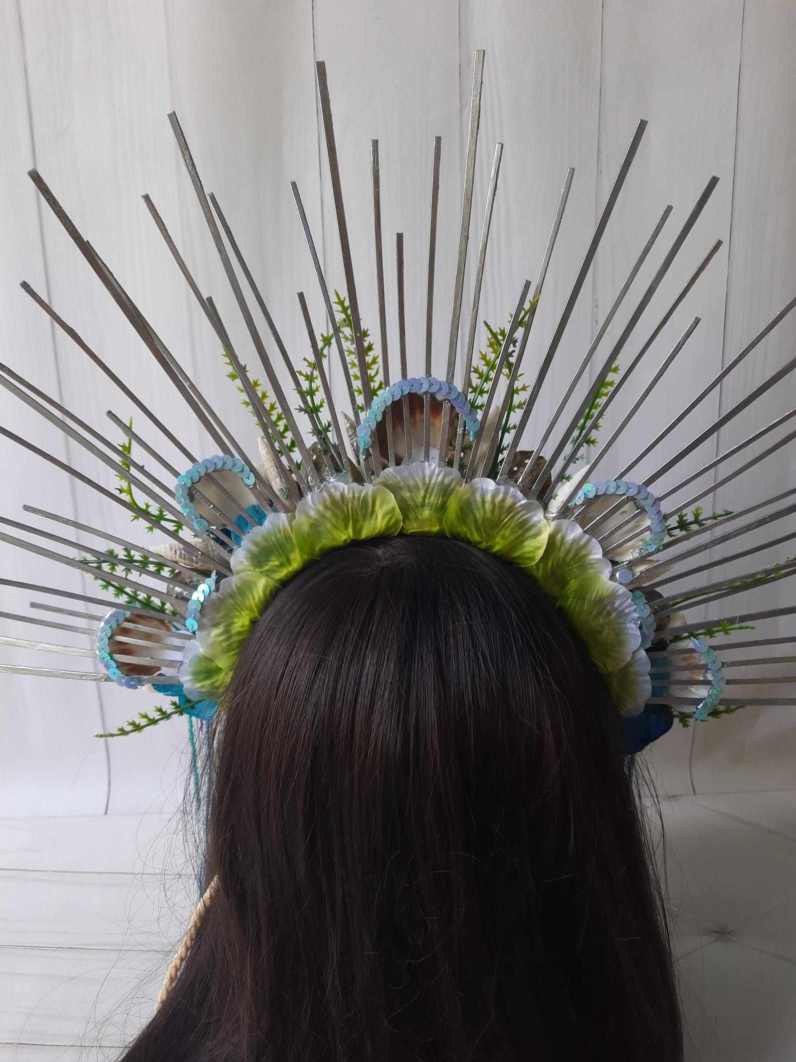 Blue Mermaid Halo Crown for Adult Seashell Siren Headpiece Sea Queen ...