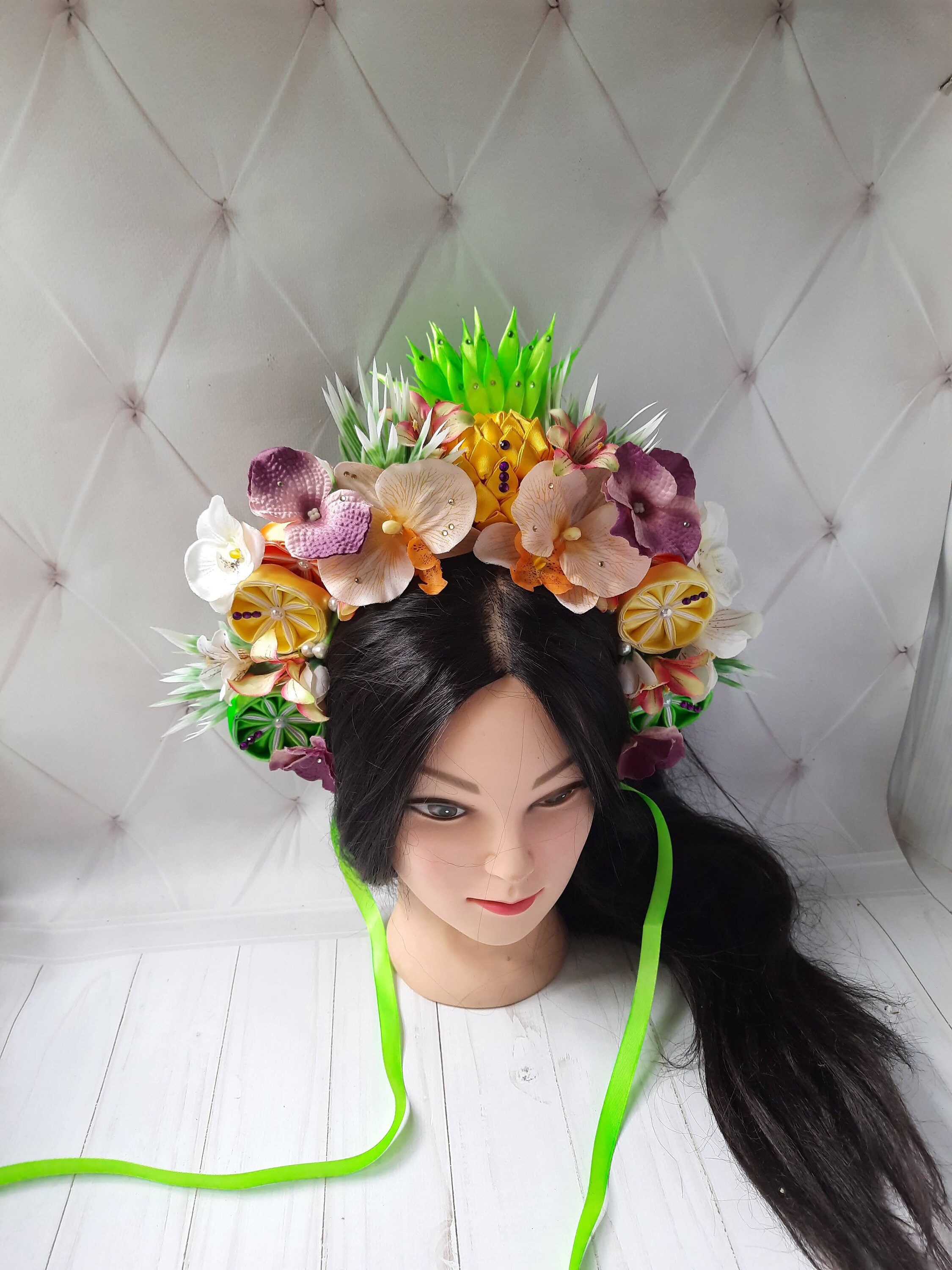 Flower Carmen Miranda Crown Fruit Costume Headpiece Pineapple Lime ...