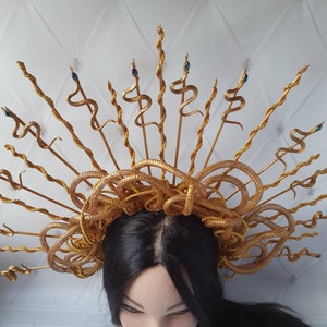 Medusa Headpiece Snake Goddess Crown Gold Halo Crown Medusa Cosplay ...