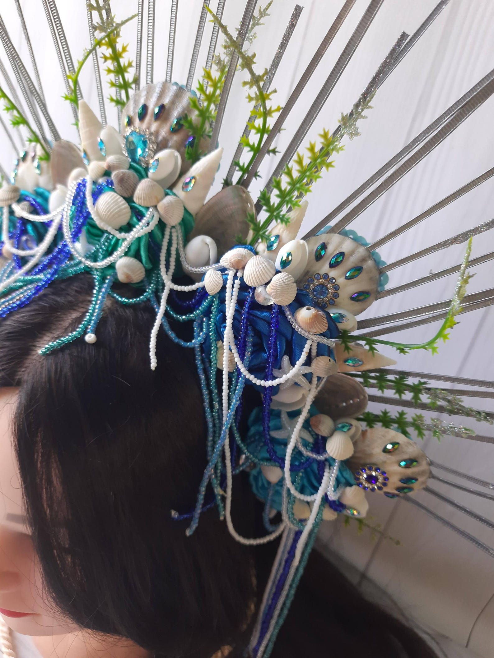 Blue Mermaid Halo Crown for Adult Seashell Siren Headpiece Sea Queen ...