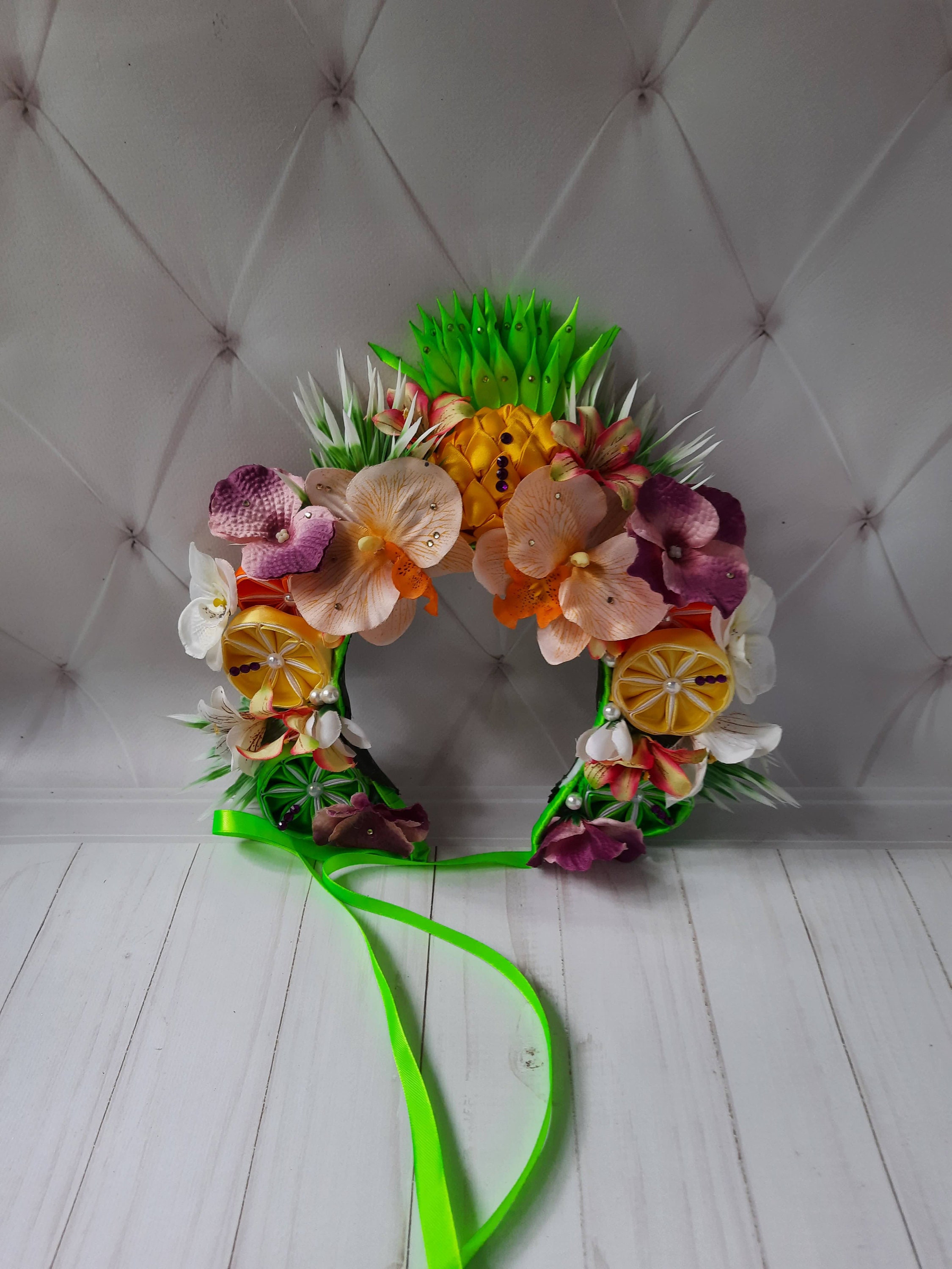 Flower Carmen Miranda Crown Fruit Costume Headpiece Pineapple Lime ...