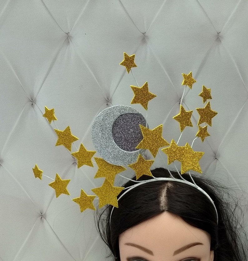 Moon Goddess Crown Fascinator Celestial Headpiece Galaxy Headband - Etsy