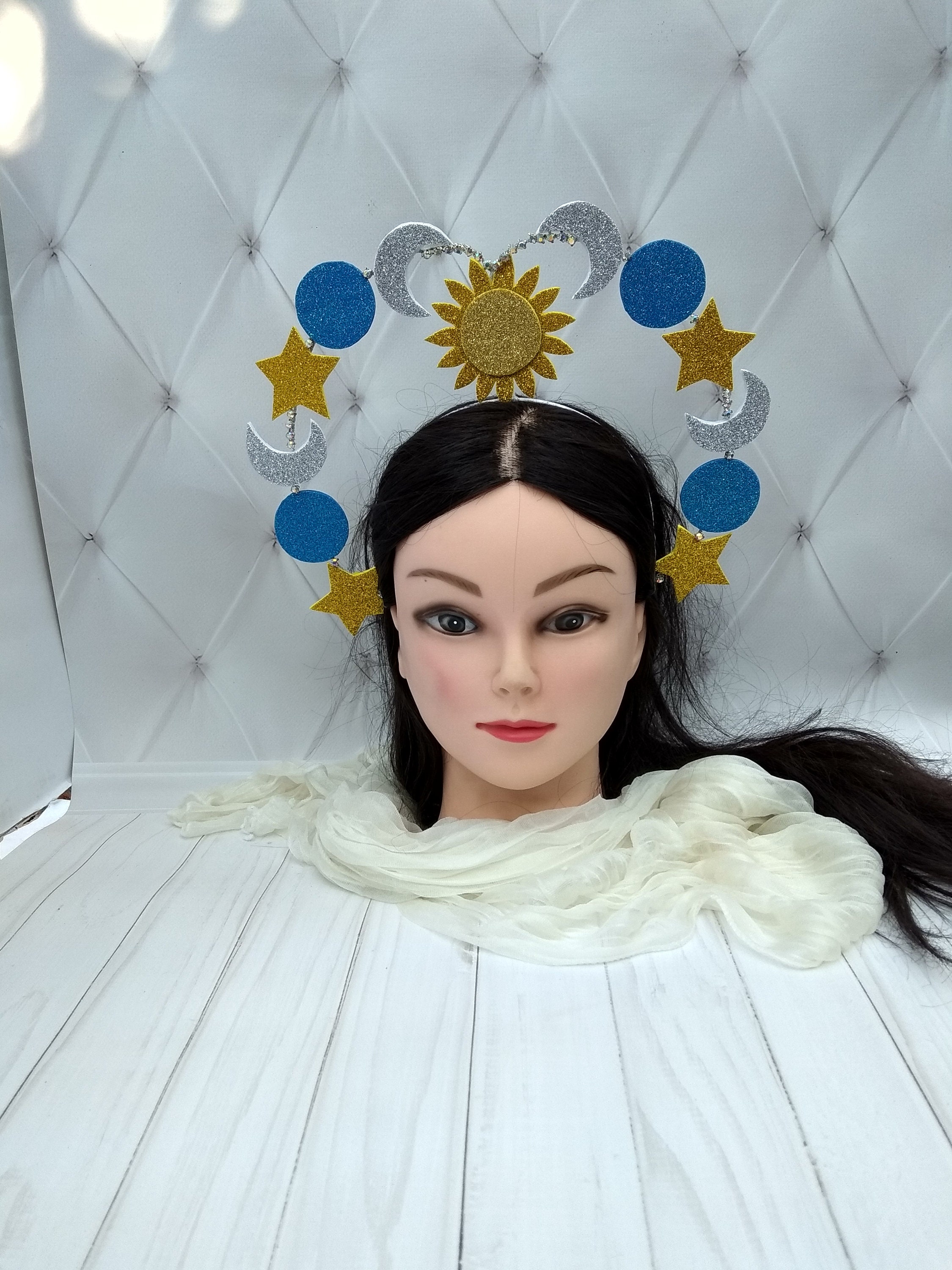 Celestial Crown Star Headpiece Space Headband Sun Moon Galaxy Head ...