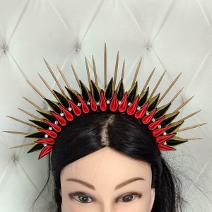 Gothic Crown Sunburst Black Red Goth Headband Vampire - Etsy