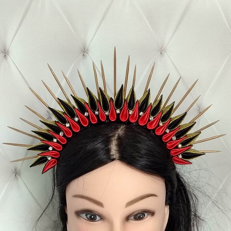 Gothic Crown Sunburst Black Red Goth Headband Vampire - Etsy