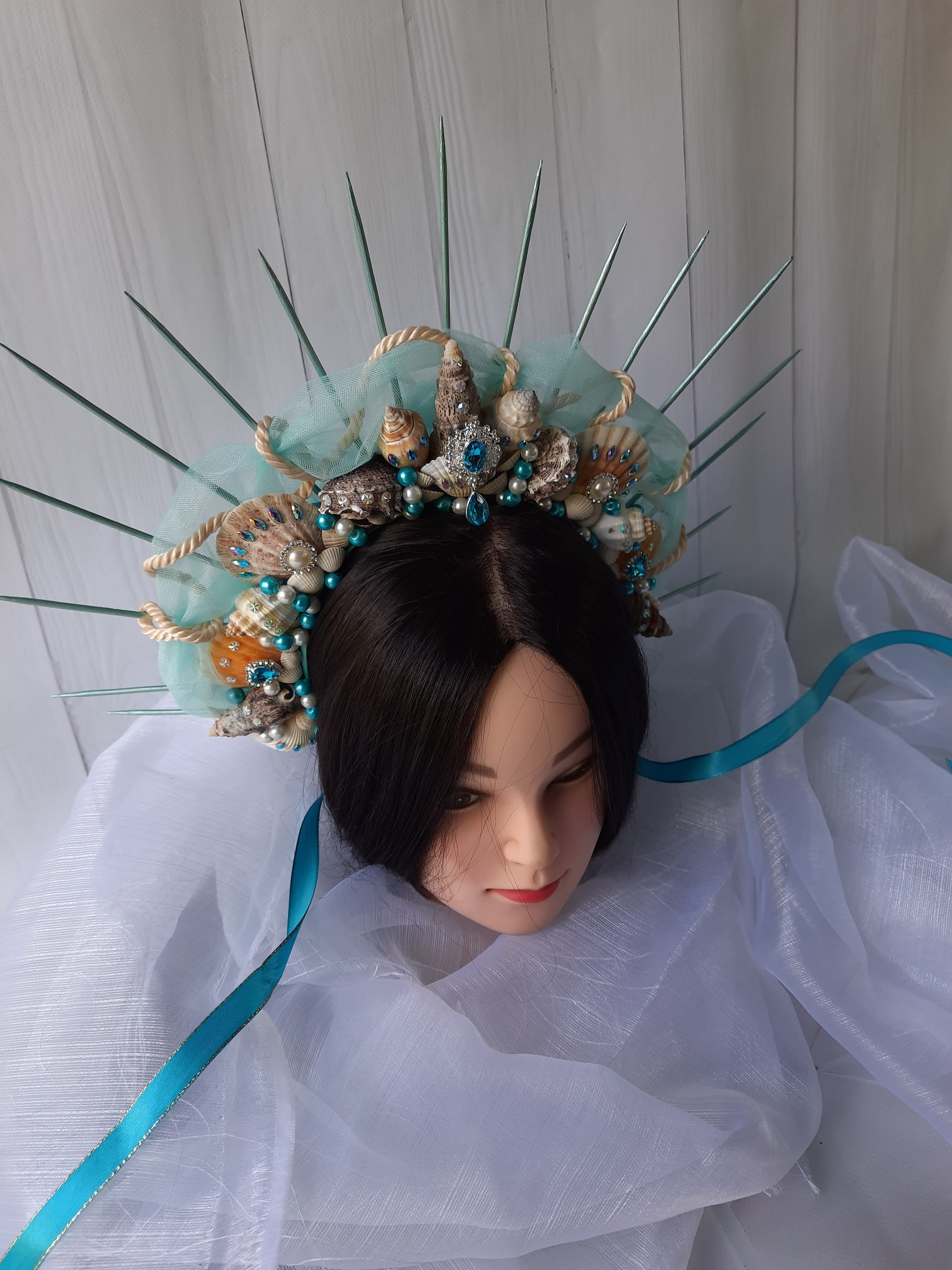 Seashell Mermaid Crown for Adult Siren Headpiece Sea Queen Halo Crown ...