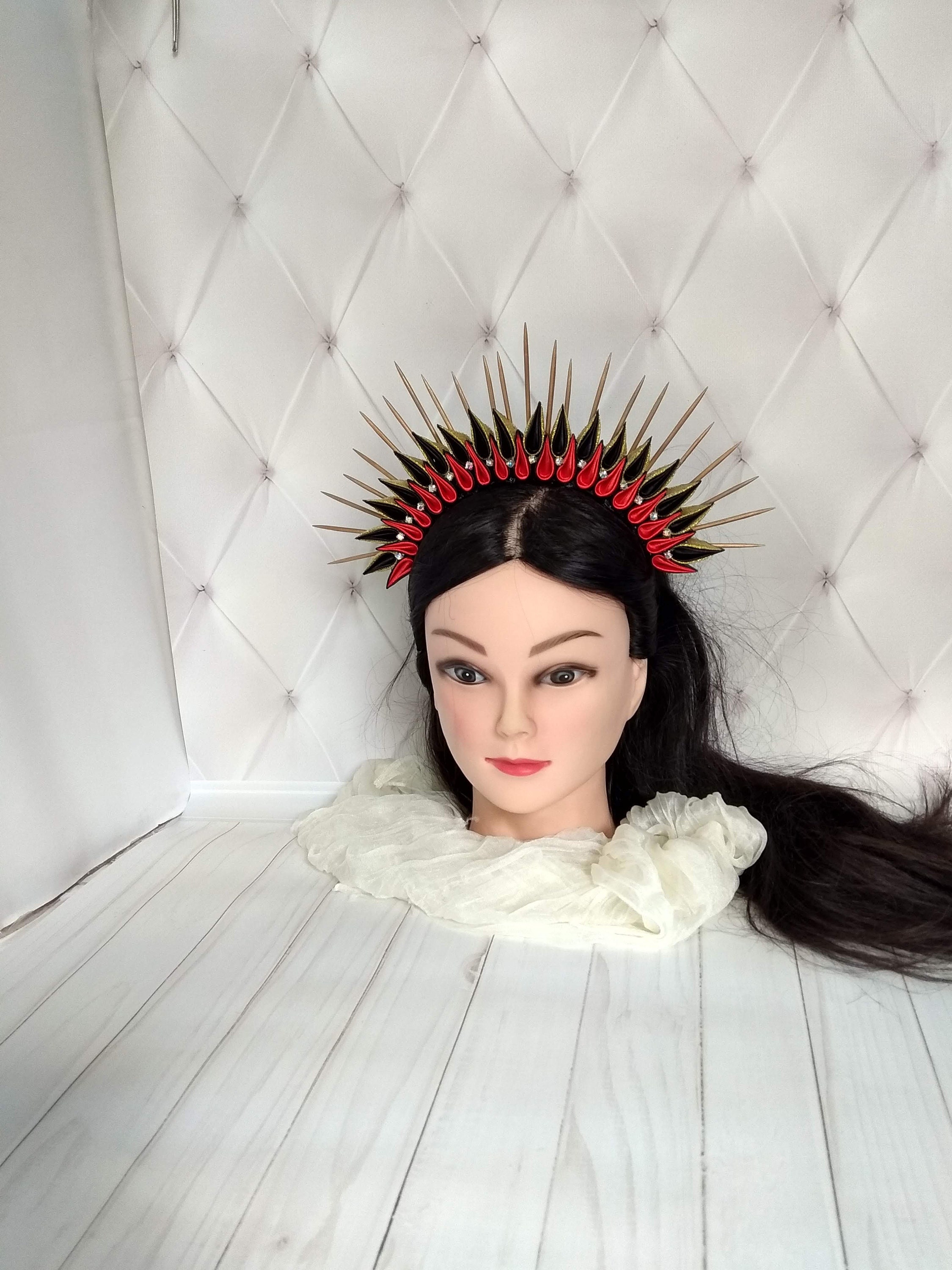 Gothic Crown Sunburst Black Red Goth Headband Vampire - Etsy