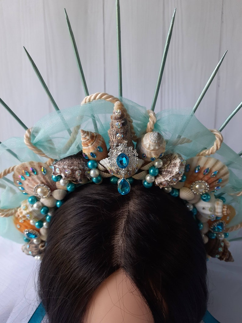 Seashell Mermaid Crown for Adult Siren Headpiece Sea Queen Halo Crown ...