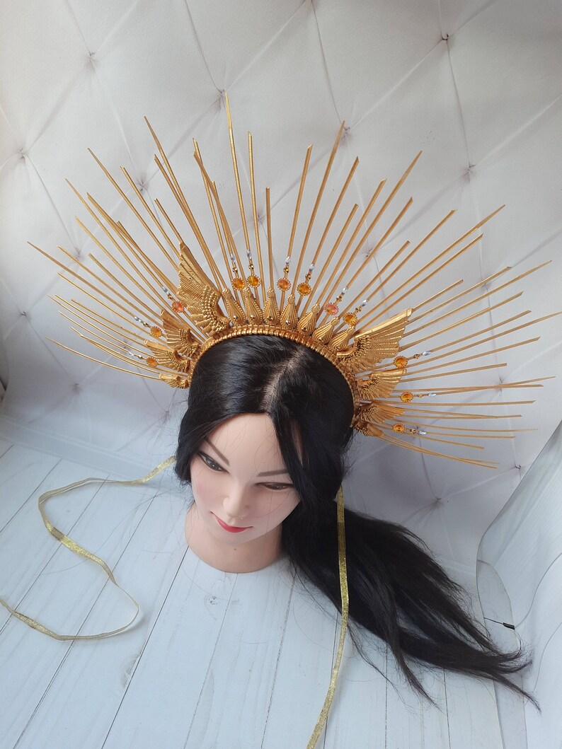Angel Wings Headband Goddess Crown Gold Halo Crown Headpiece With Wings ...