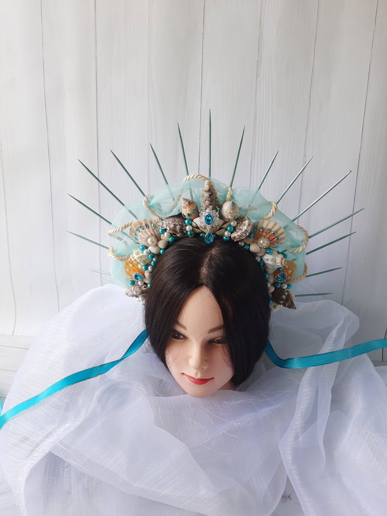 Seashell Mermaid Crown for Adult Siren Headpiece Sea Queen Halo Crown ...