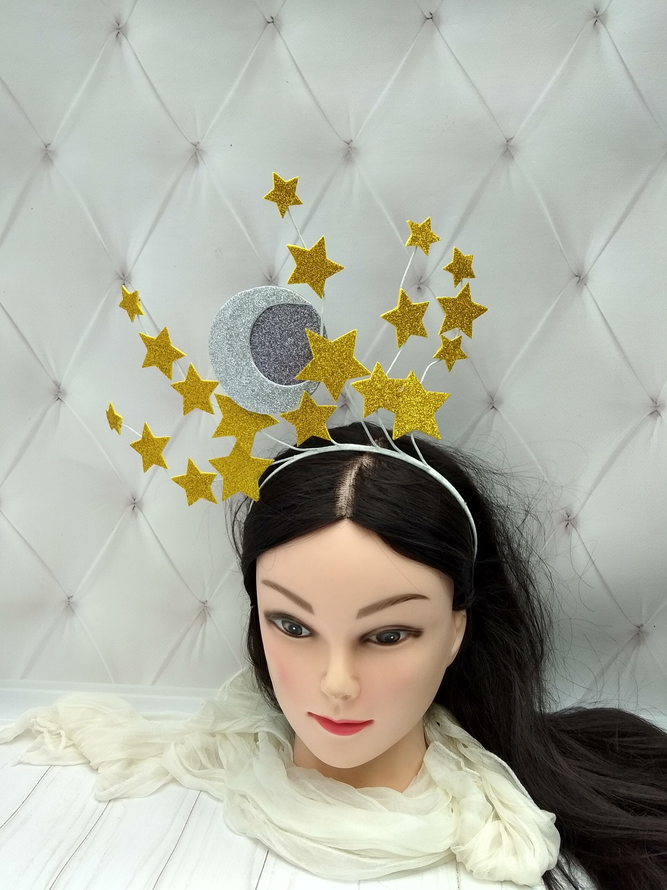Moon Goddess Crown Fascinator Celestial Headpiece Galaxy Headband - Etsy