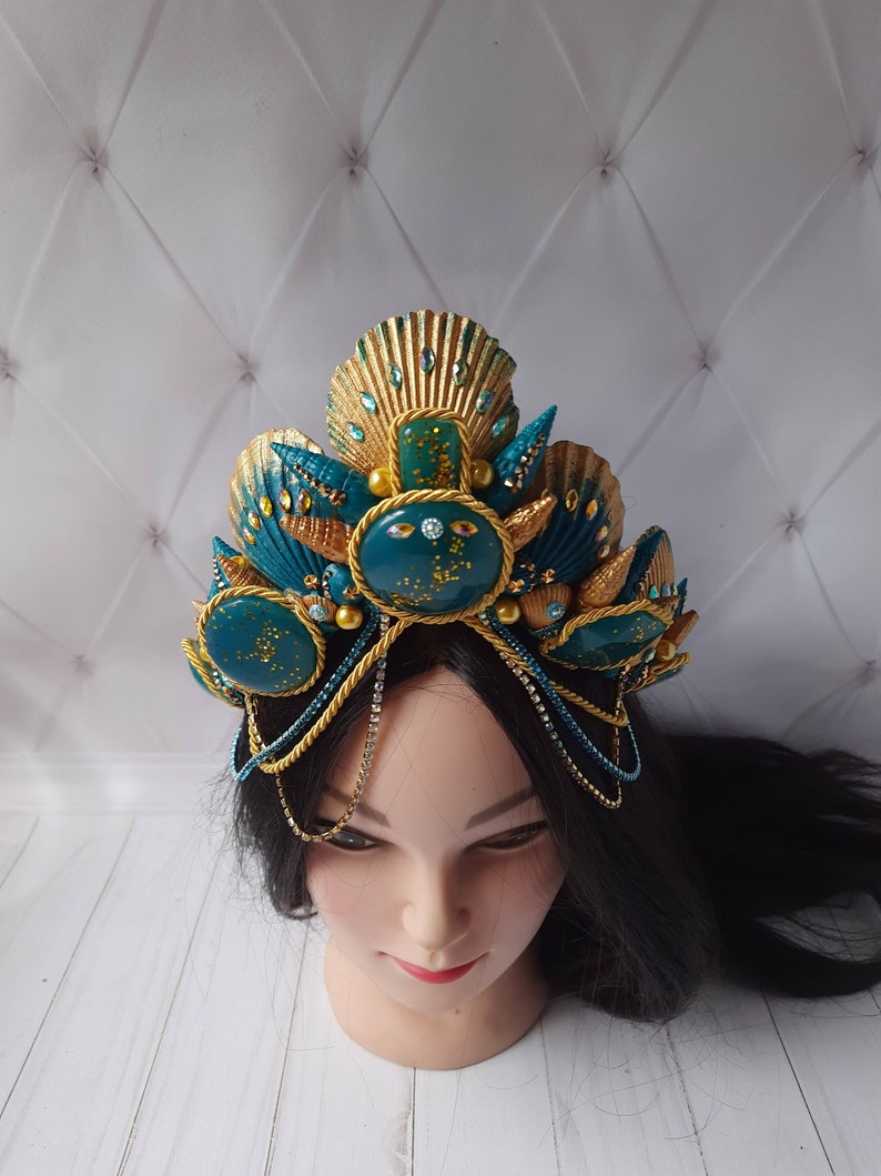 Gree Mermaid Crown Emerald Mermaid Tiara for Women Seashell Siren ...