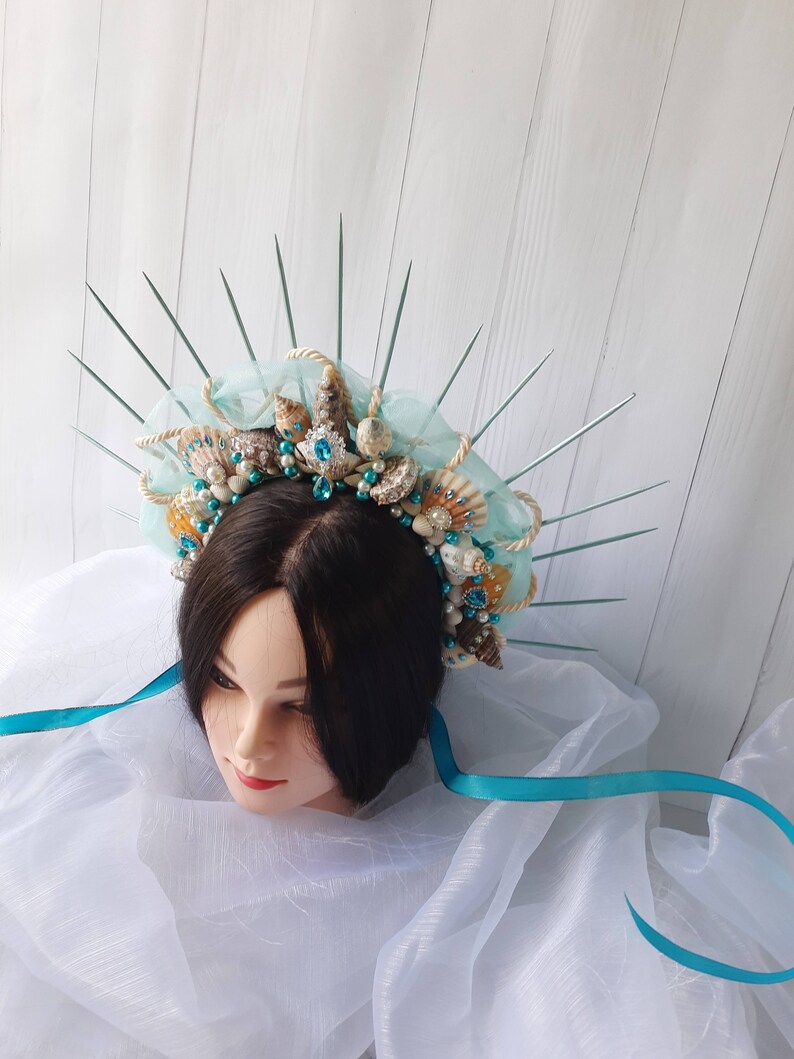 Seashell Mermaid Crown for Adult Siren Headpiece Sea Queen Halo Crown ...